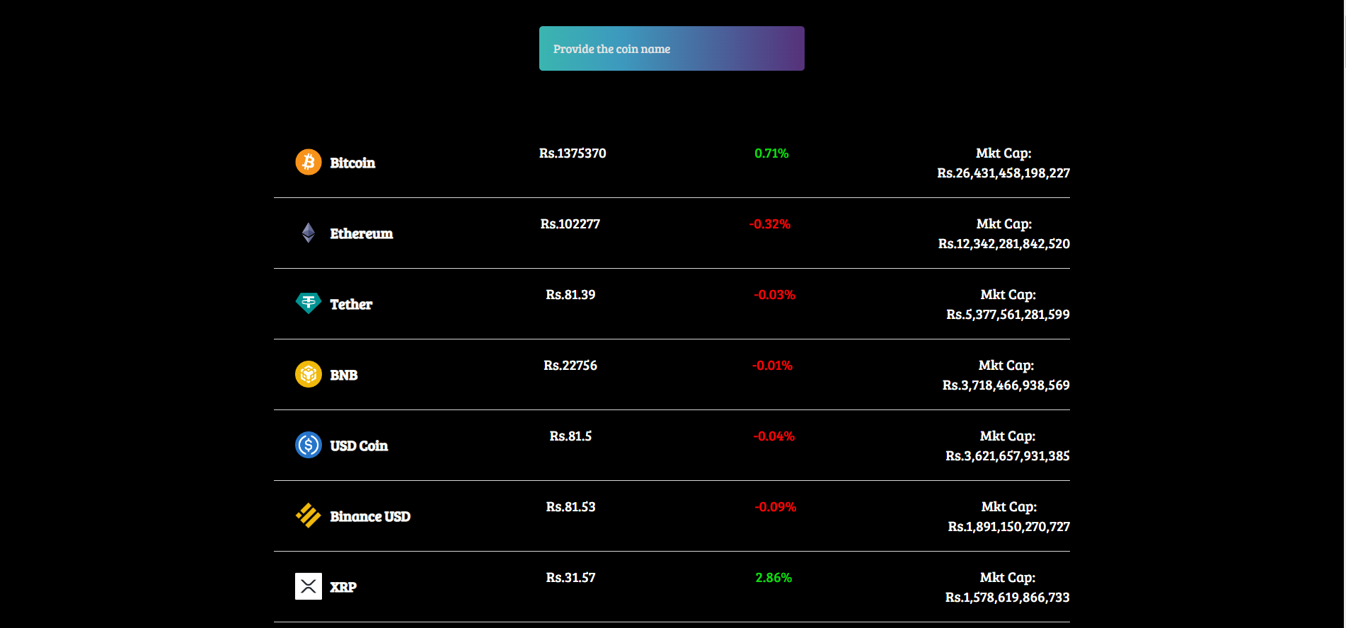 React Crypto Application